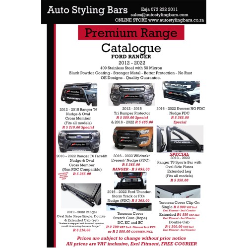 Ford Ranger 2012 - 2024+ Super Cab Side Steps 409 Stainless Steel Black